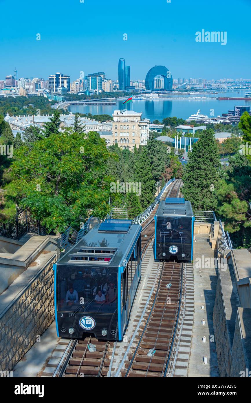 Baku, Azerbaijan, September 16, 2023: Panorama of Baku behind a ...