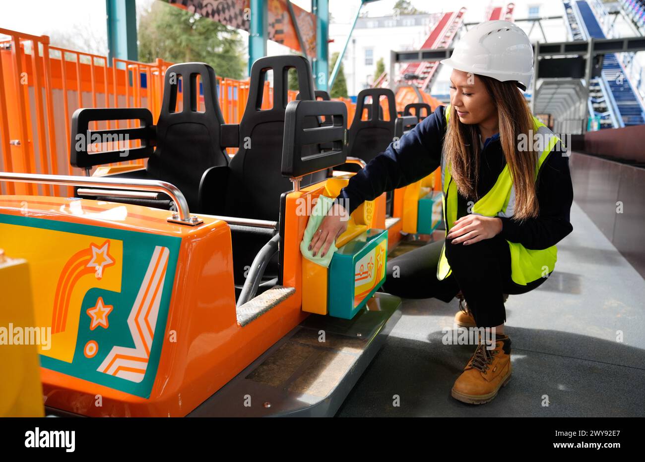 Legoland team member Jenella Tudtud cleans one of the cars on the ...