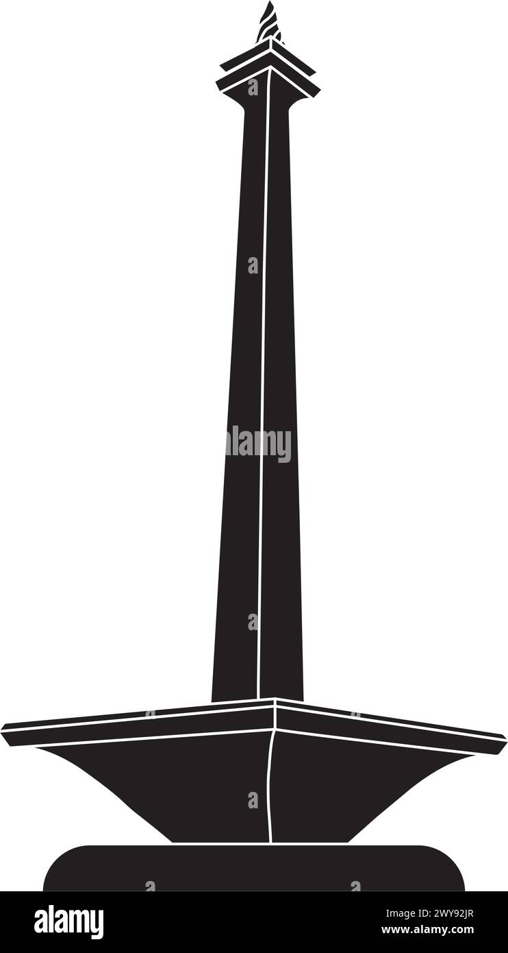 Monas monument icon, historical building in Indonesia, Jakarta vector ...