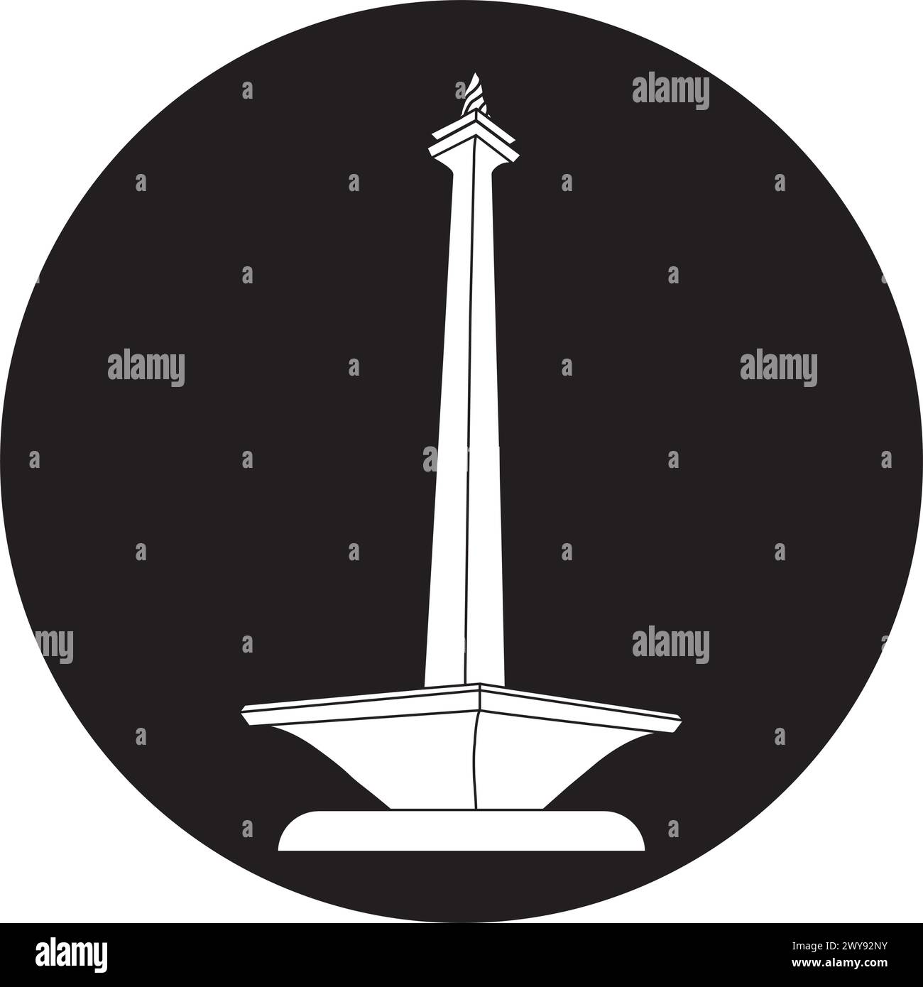 Monas monument icon, historical building in Indonesia, Jakarta vector ...