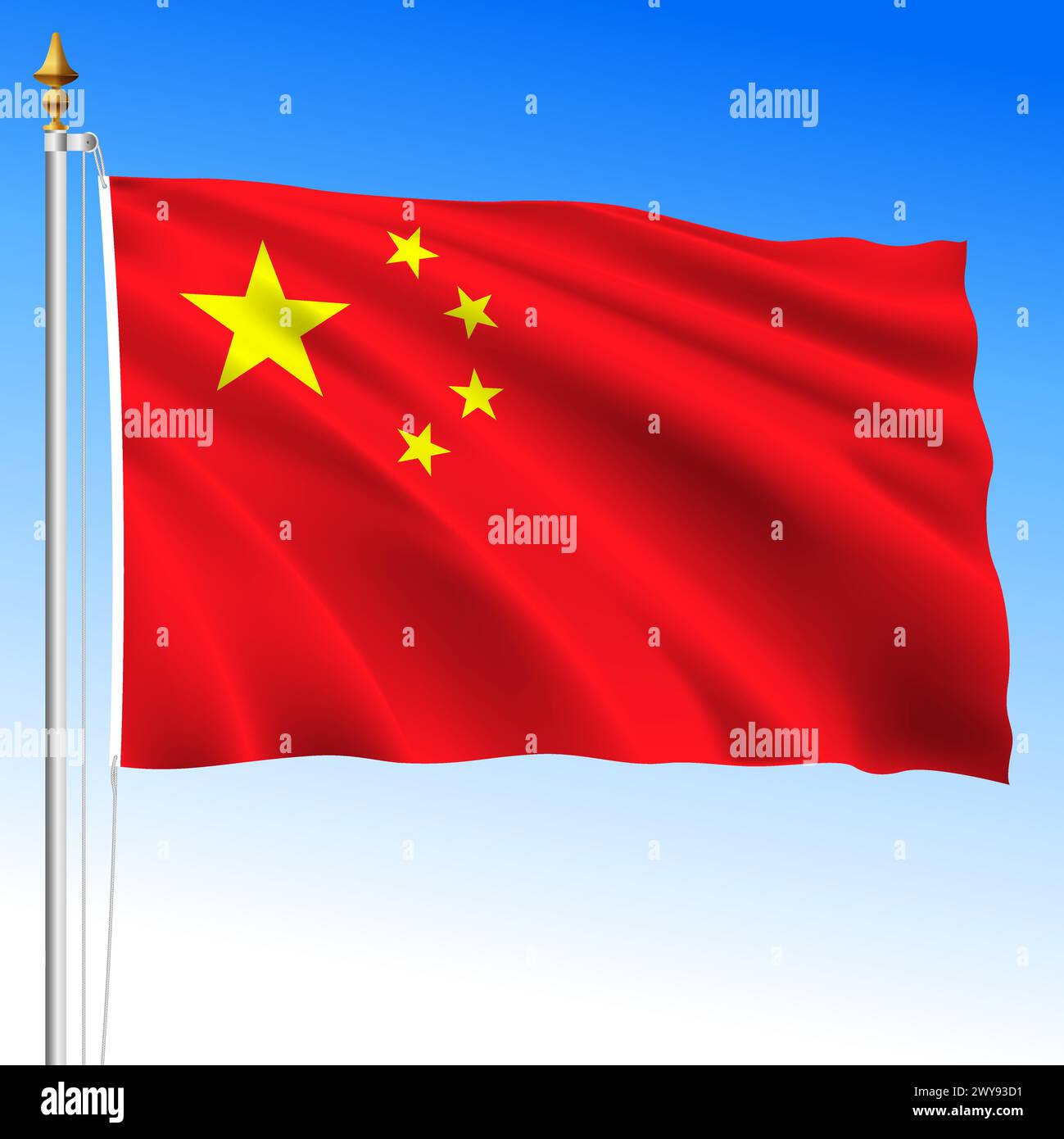 China official national waving flag, asiatic country, vector ...
