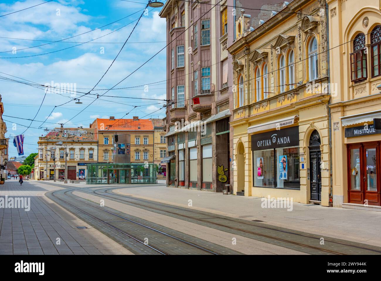 Osijek, Croatia, July 2, 2023: Commercial street in downtown Osijek ...