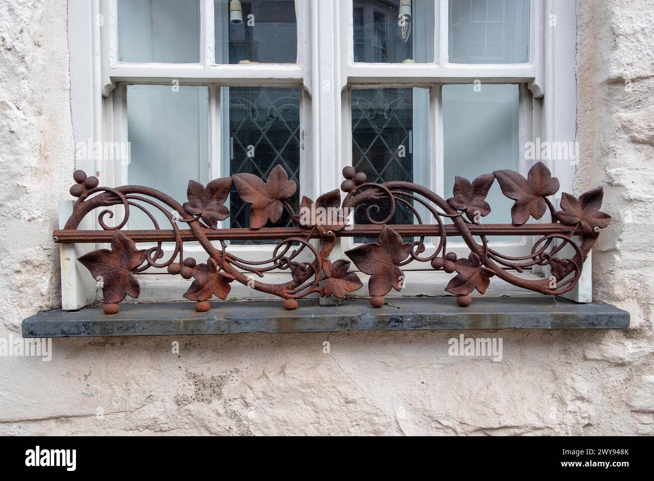 Metal ornament, window sill, window, Conwy, Wales, Great Britain Stock ...