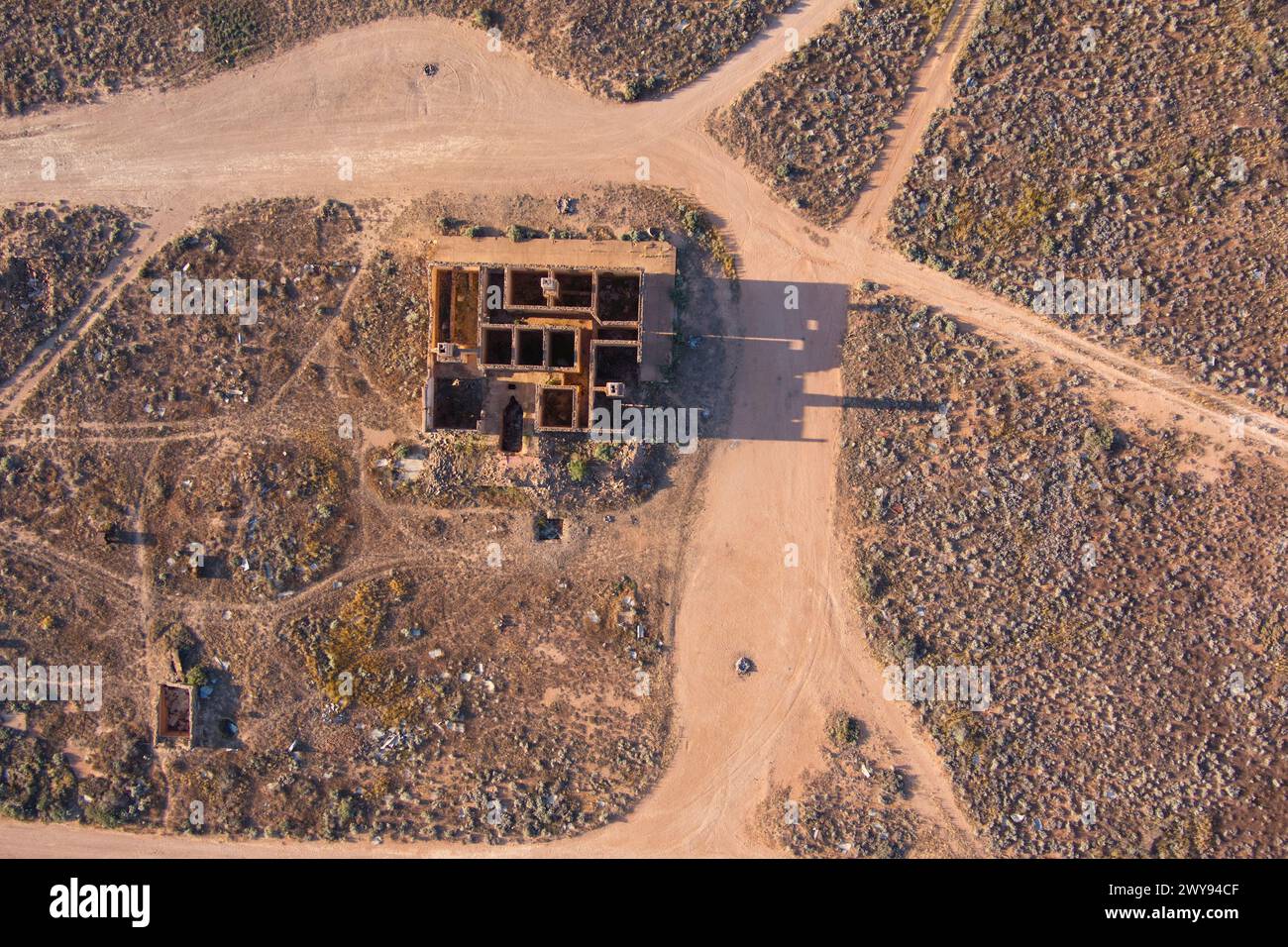 Aerial of former Waukaringa Gold Fields near Yunta South Australia ...