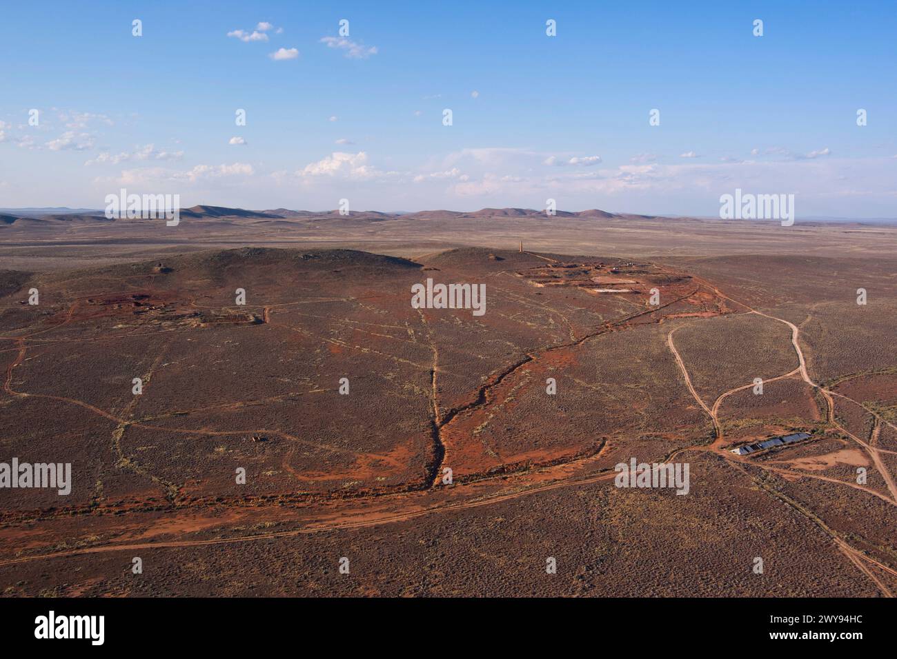 Aerial of former Waukaringa Gold Fields near Yunta South Australia ...