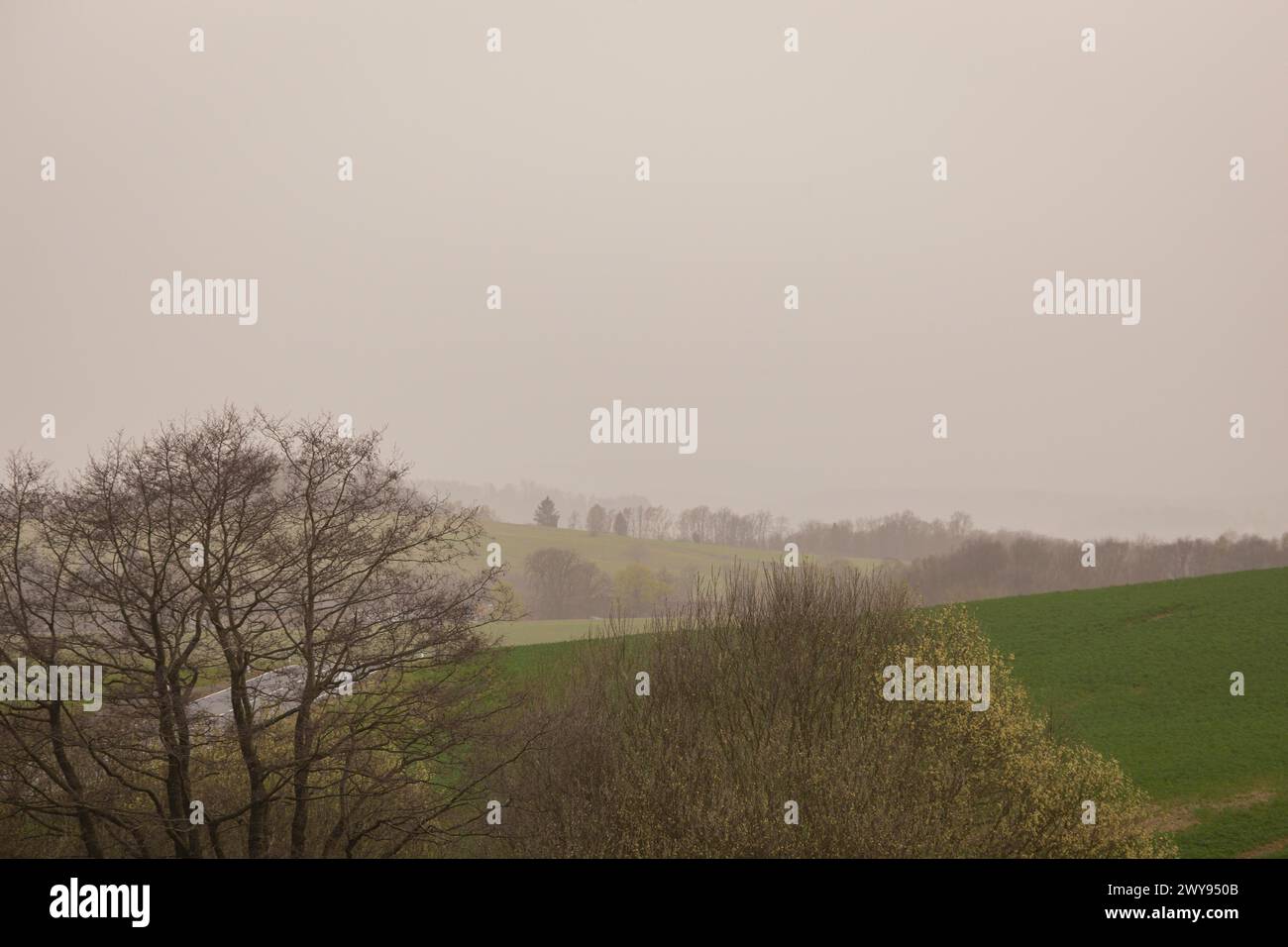 Large quantities of Sahara dust obscure the sun, Cunnersdorf, Saxony ...