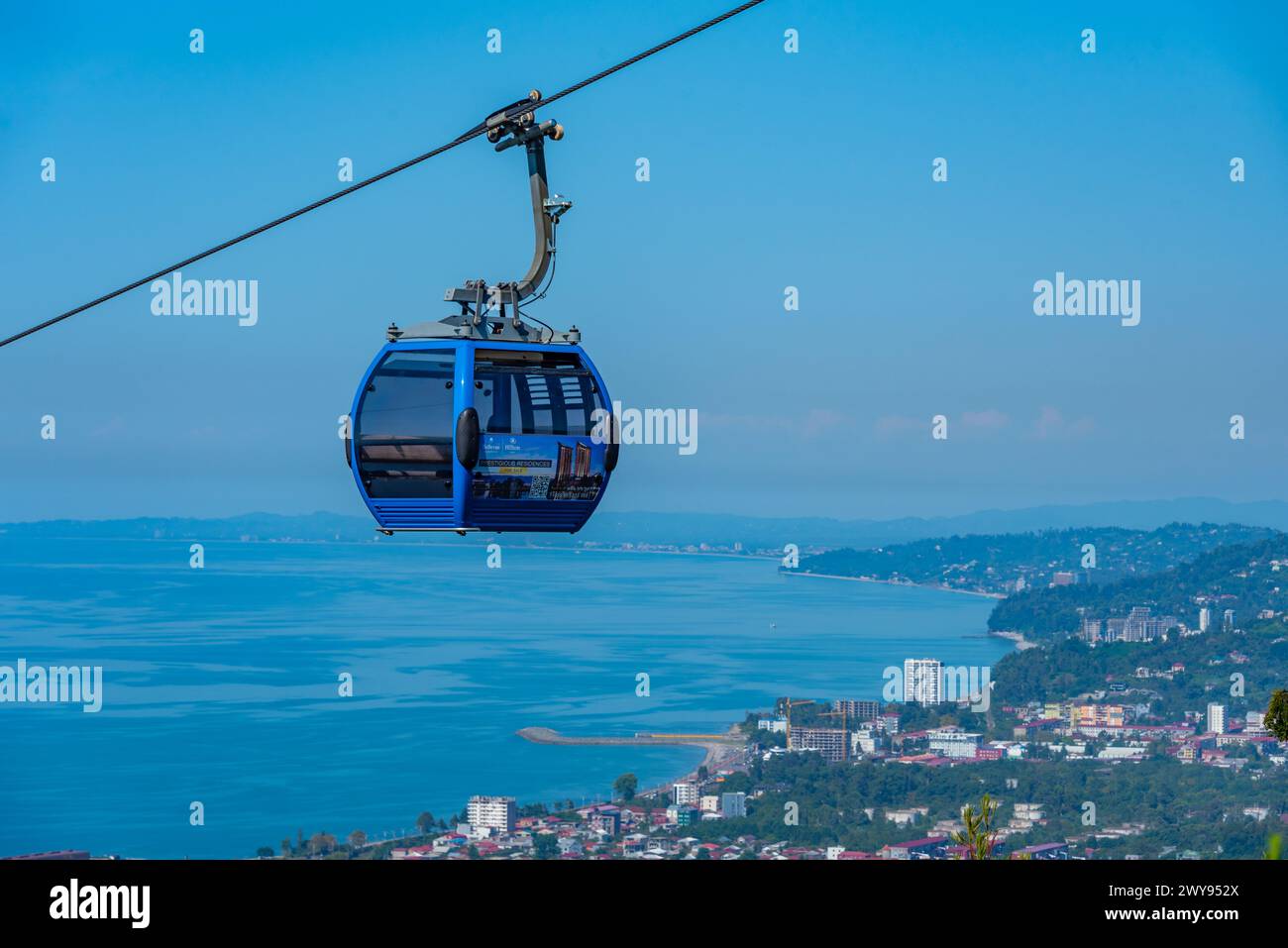 Batumi, Georgia, August 31, 2023: Argo cable car riding to downtown ...