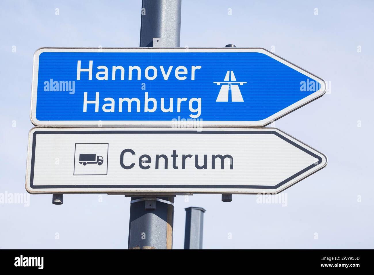 Signposts to the motorway, traffic signs, Germany Stock Photo - Alamy