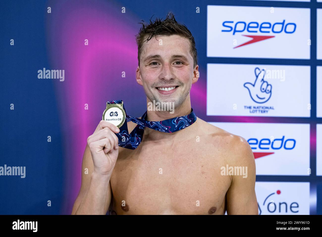 LONDON, UNITED KINGDOM. 04 April, 2024. Daniel Jervis shows his Gold ...