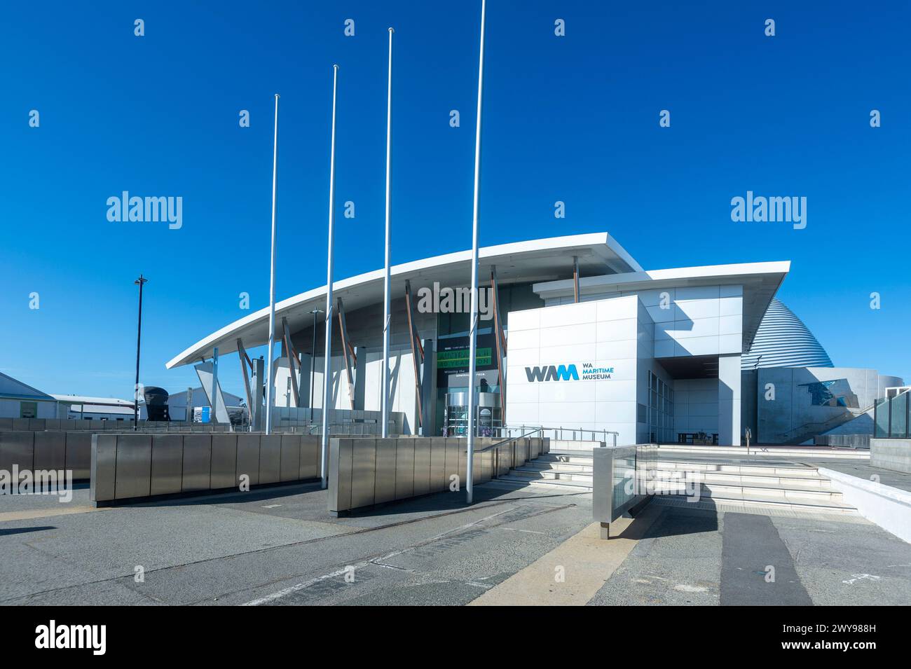 View of the WA Maritime Museum and its modern architecture in the port ...