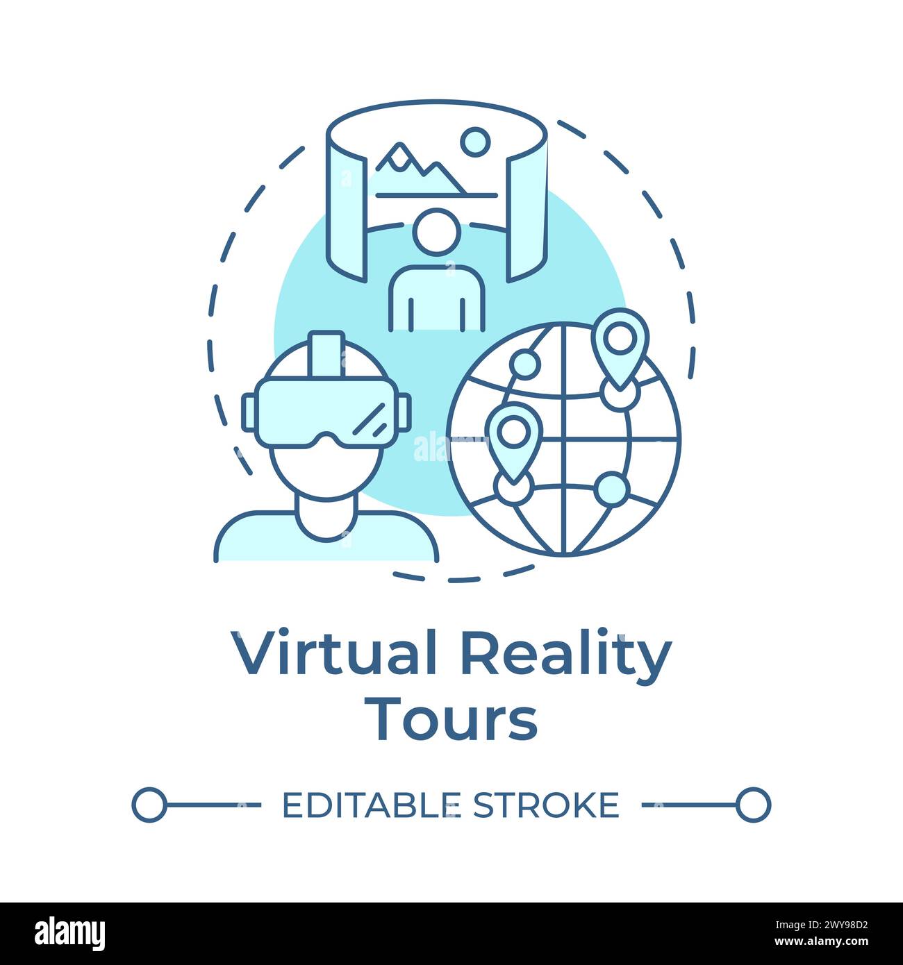 Virtual reality tours soft blue concept icon Stock Vector Image & Art ...