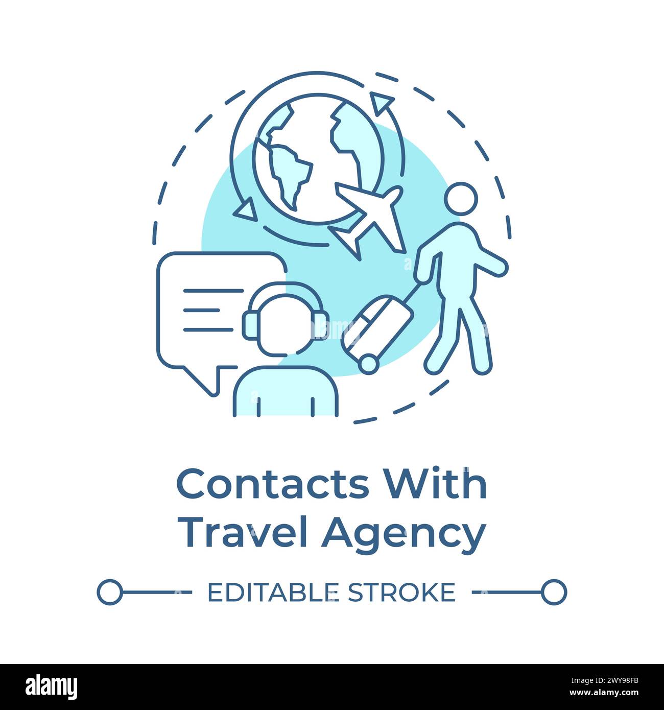 Contact with travel agency soft blue concept icon Stock Vector Image ...