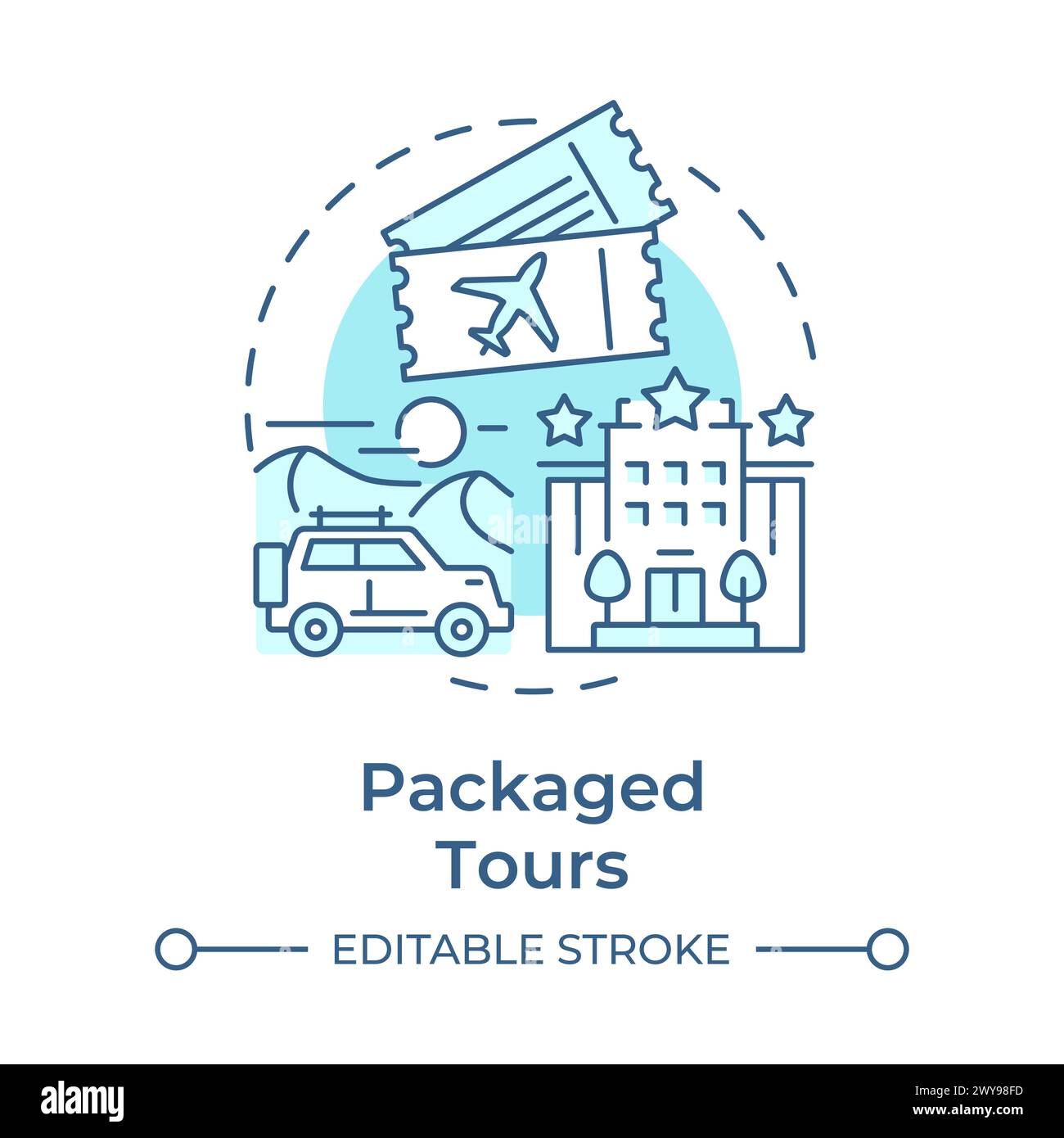 Packaged tours soft blue concept icon Stock Vector Image & Art - Alamy