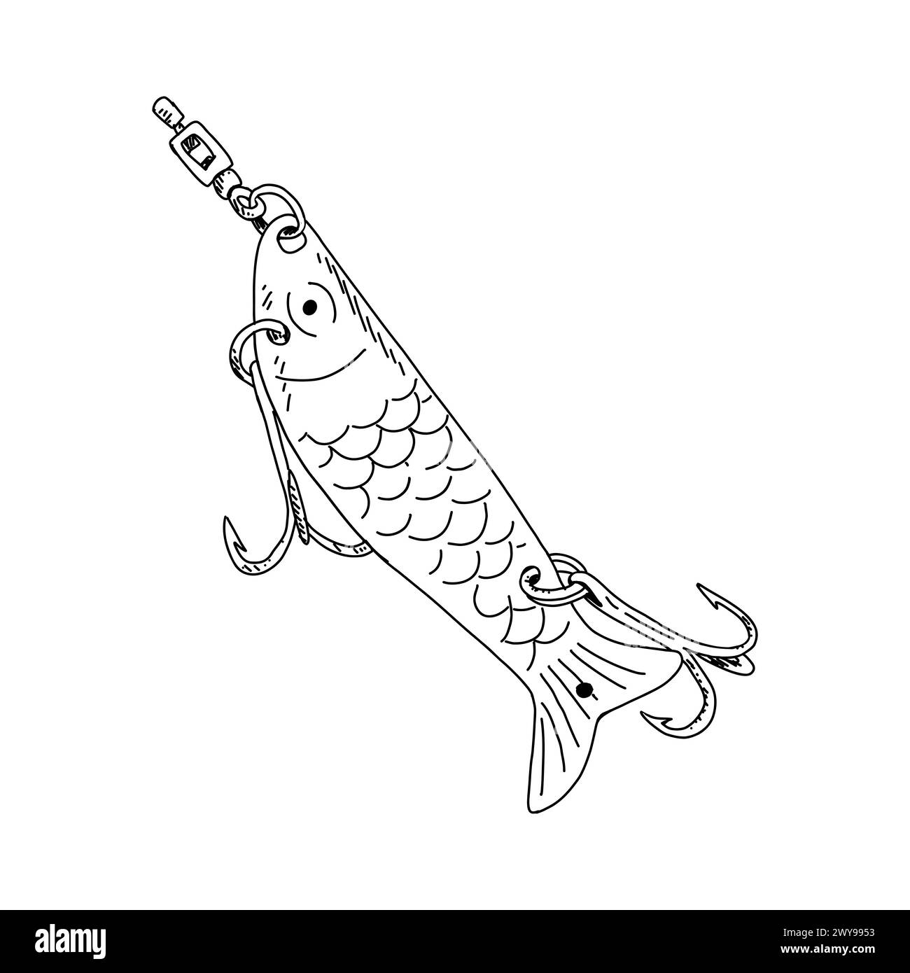 Fishing hook minnow vector illustration tackle. Metal fly gudgeon ...