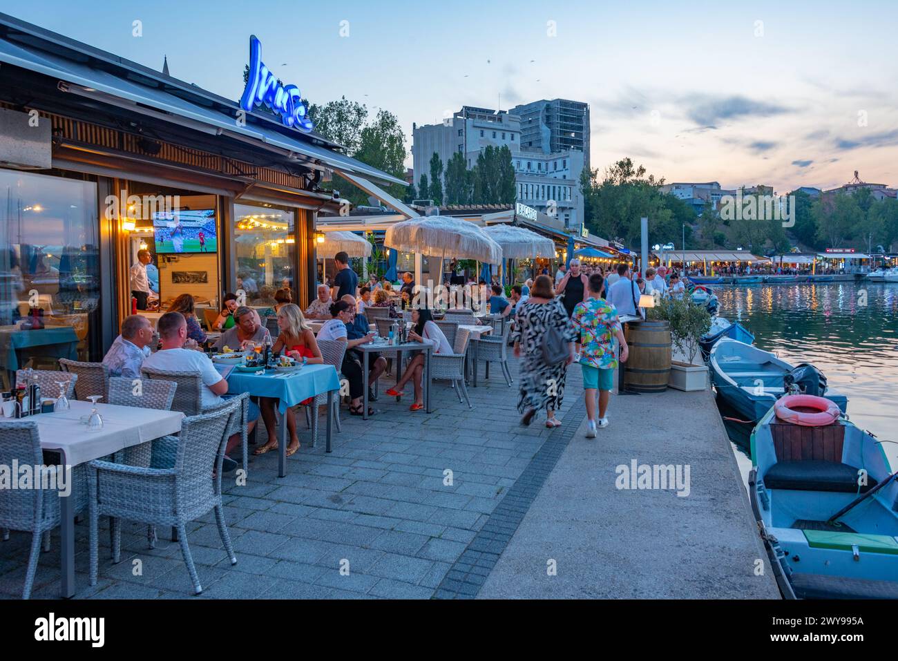 Constanta, Romania, August 19, 2023: Sunset at the marina in Constanta ...