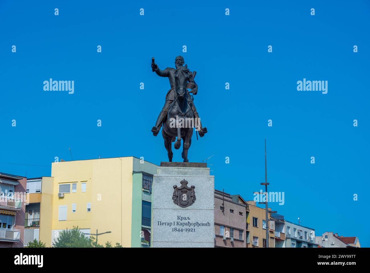 Novi Sad, Serbia, July 23, 2023: Statue of king Petar I in Novi Sad ...