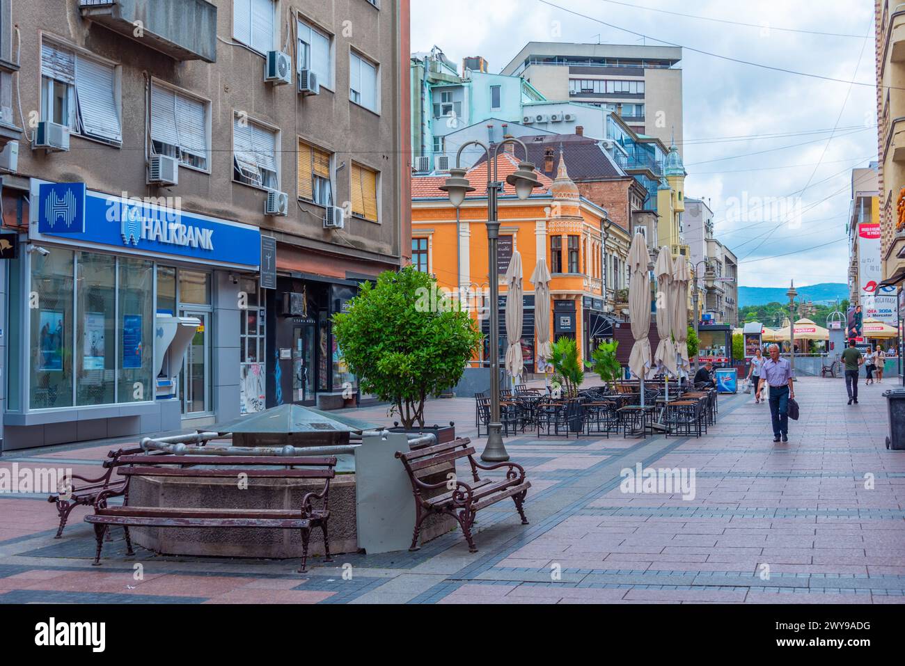 Nis, Serbia, July 27, 2023: Commercial street in center of Nis, Serbia ...