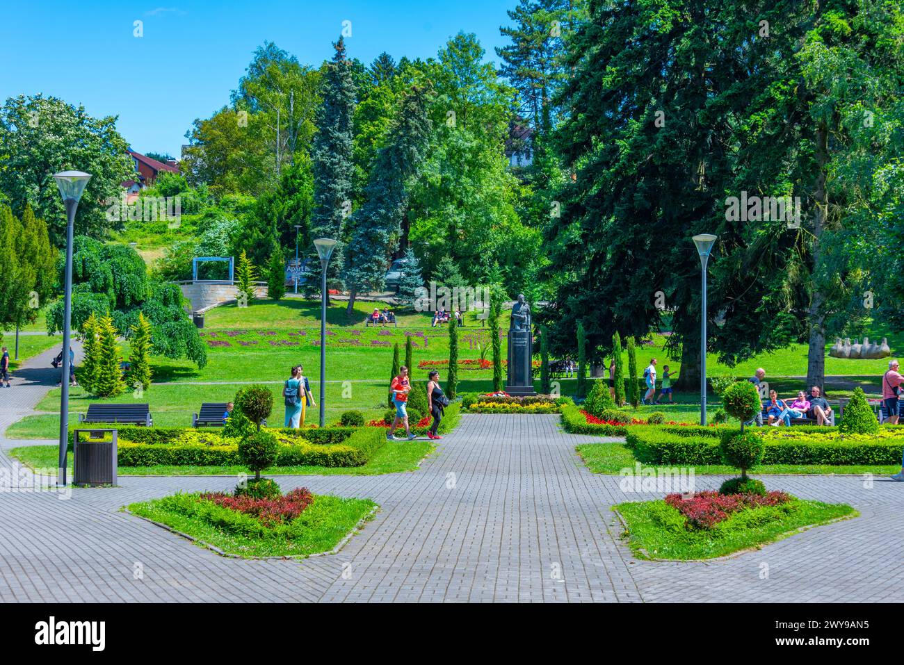 Vrnjacka Banja, Serbia, July 27, 2023: Spa park at Vrnjacka Banja town ...