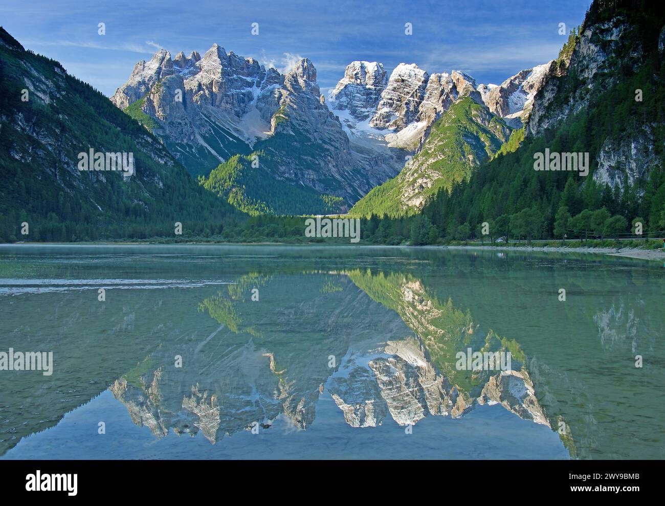 Monte Cristalle seen from Duerrensee. Alps, Dolomites, Alta Pusteria ...