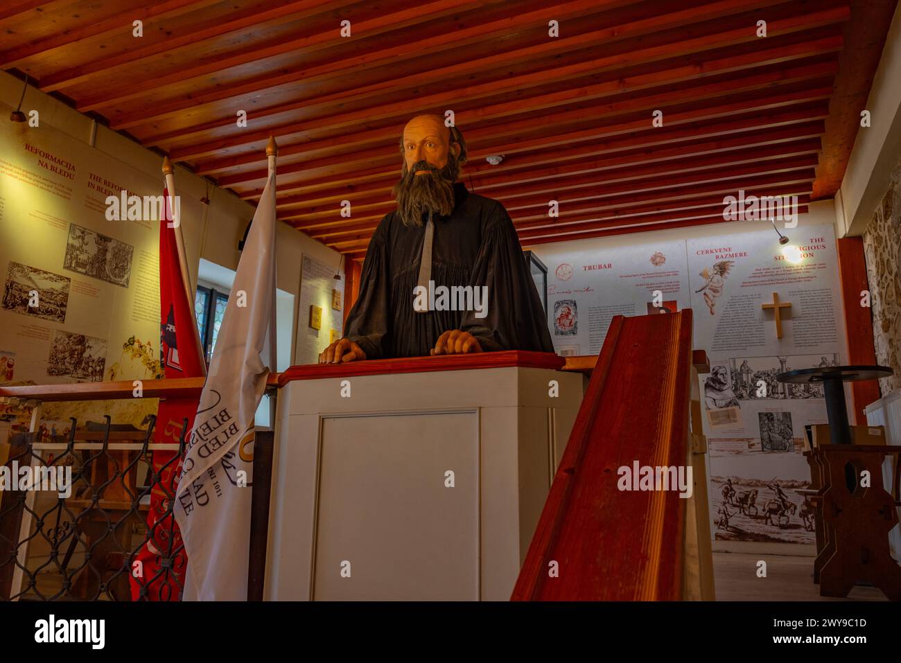 Bled, Slovenia, June 20, 2023: Exposition inside of the Bled castle in ...