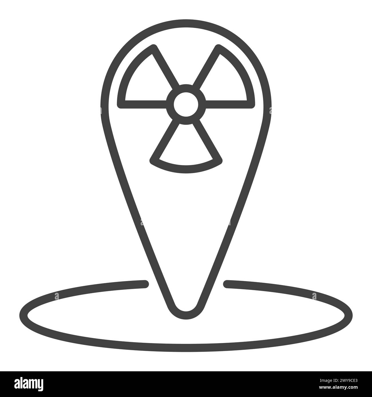 Radiation Geo Pin Mark vector Danger Zone concept thin line icon or ...