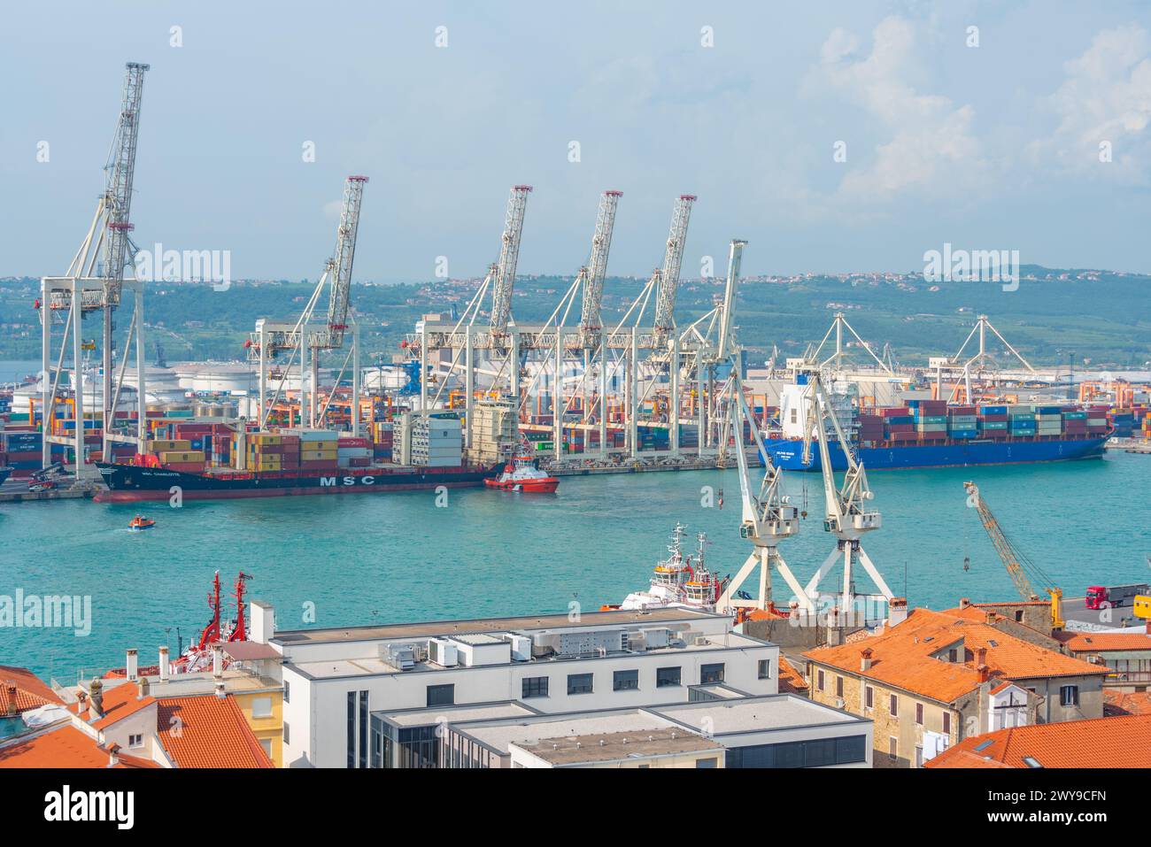 Koper, Slovenia, 23 June 2023: Aerial view of Port of Koper in Slovenia ...