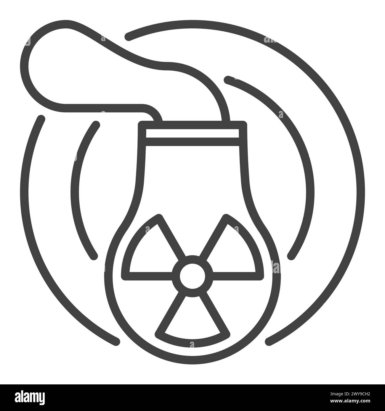 Radiation Power Plant with Smoke vector Reactor concept outline icon or ...