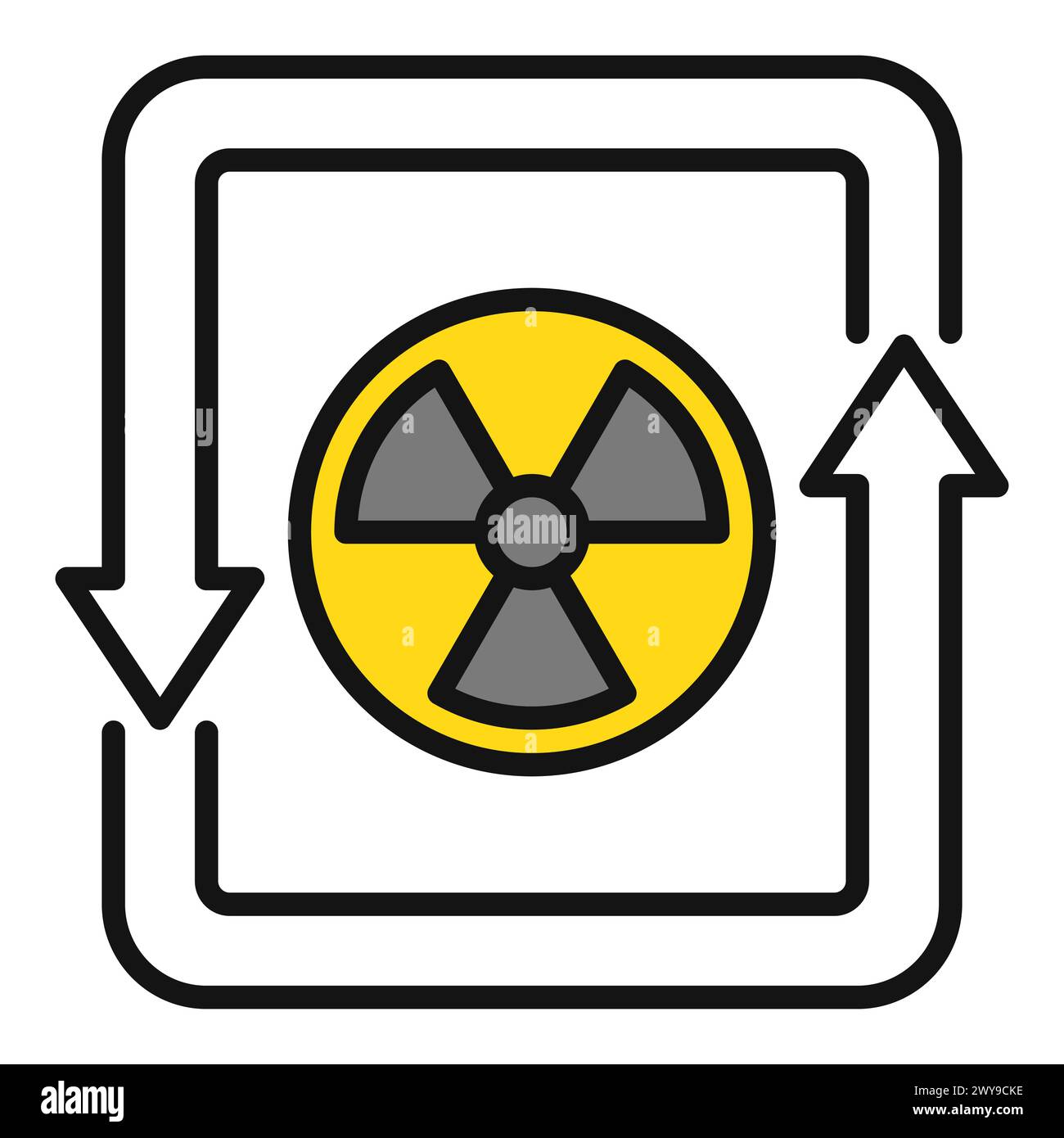 Arrows with Radiation symbol vector Nuclear Zone concept colored icon ...