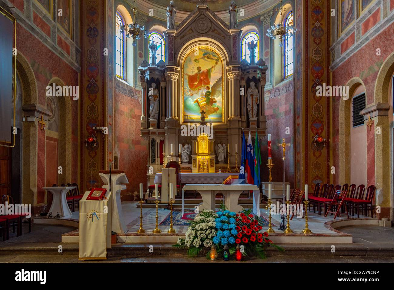 Ribnica, Slovenia, 24 June 2023: Interior of Saint Stephen parish ...