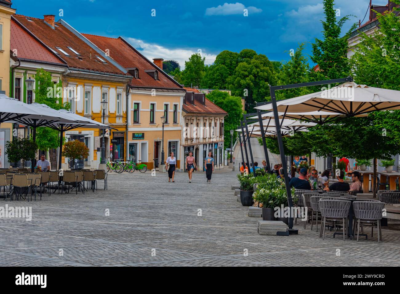 Novo Mesto, Slovenia, 24 June 2023: Glavni trg square in Slovenian town Novo Mesto Stock Photo ...