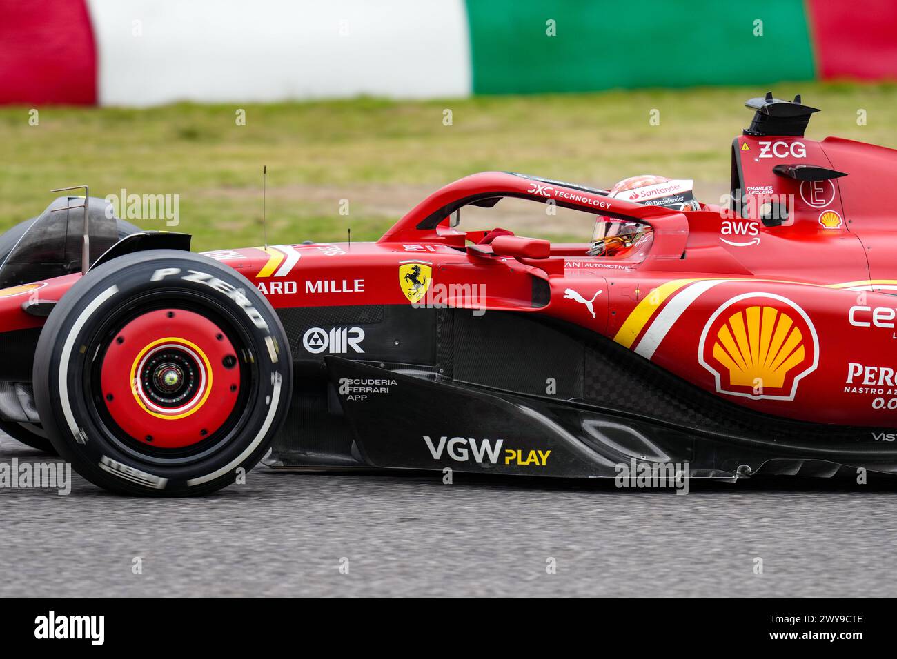 Suzuka, Japan. 5th Apr, 2024. Ferrari's driver Charles Leclerc of Monaco drives his car during ...