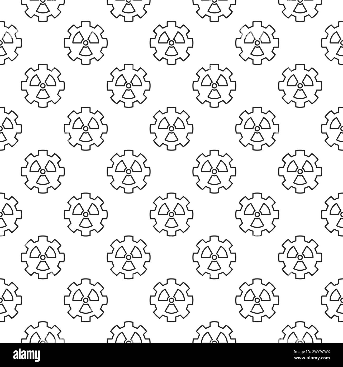 Radiation Cog Wheel vector Radioactive concept seamless pattern in outline style Stock Vector ...