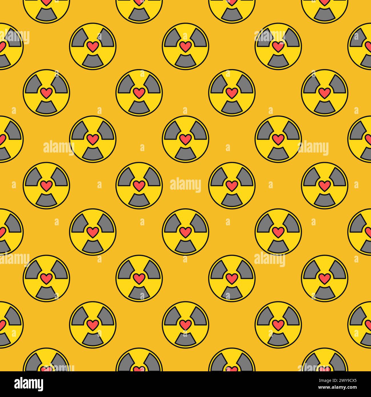 Radiation symbol with Heart vector Radioactive concept colored seamless pattern Stock Vector ...