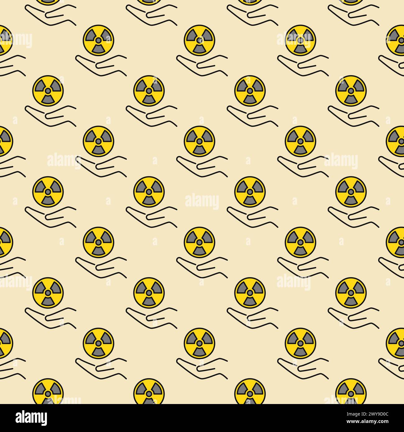 Radiation sign on Hand vector Radiology concept colored seamless ...