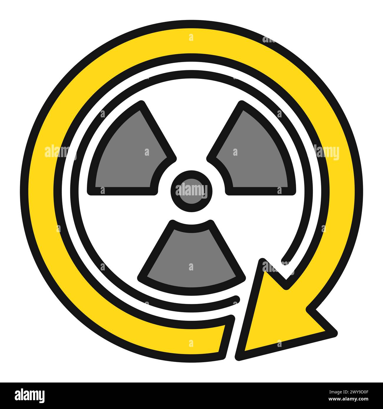 Radiation sign inside Arrow vector Danger Zone concept colored round ...