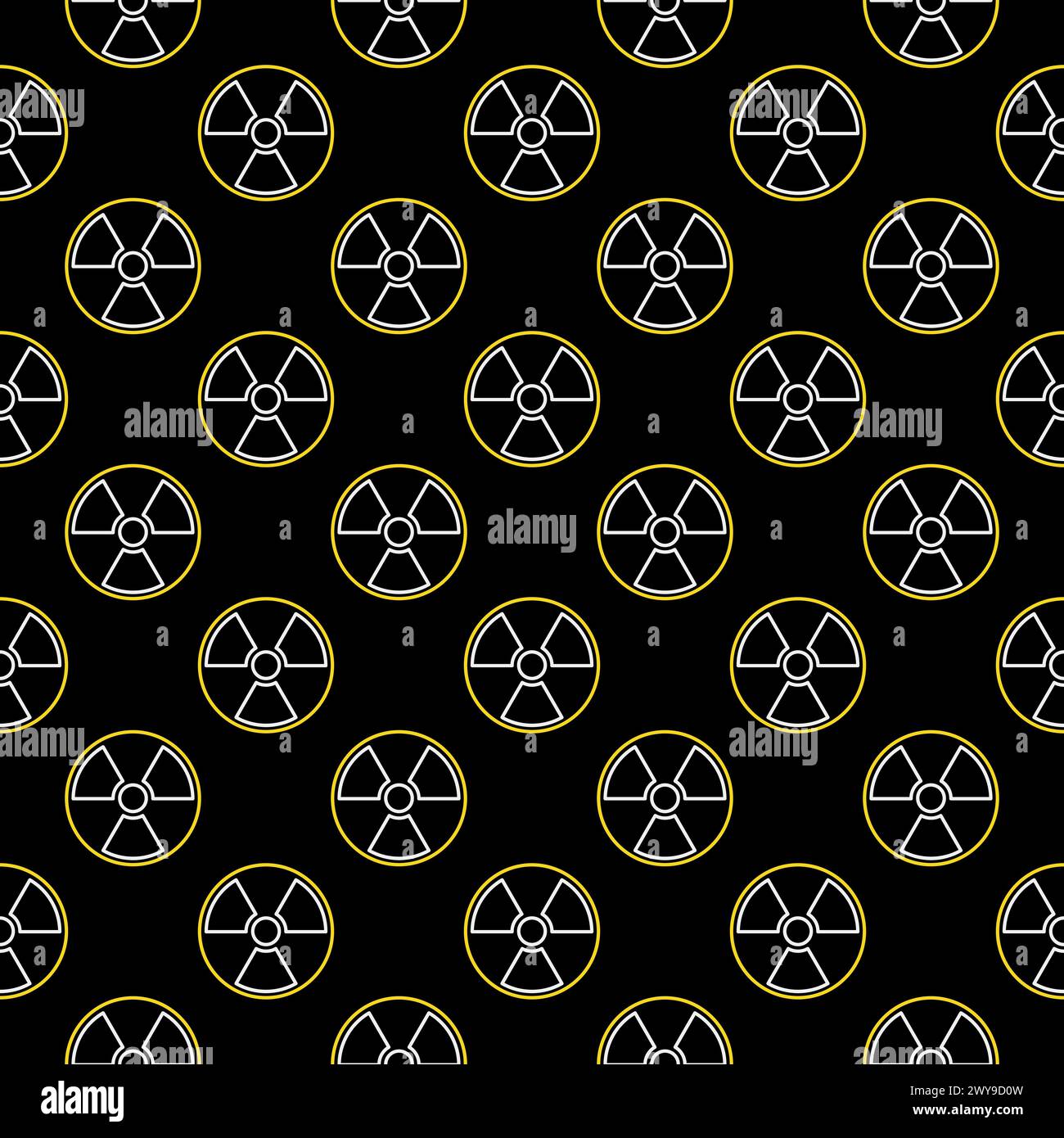 Vector Radioactive Hazard Warning concept simple seamless pattern in thin line style Stock ...