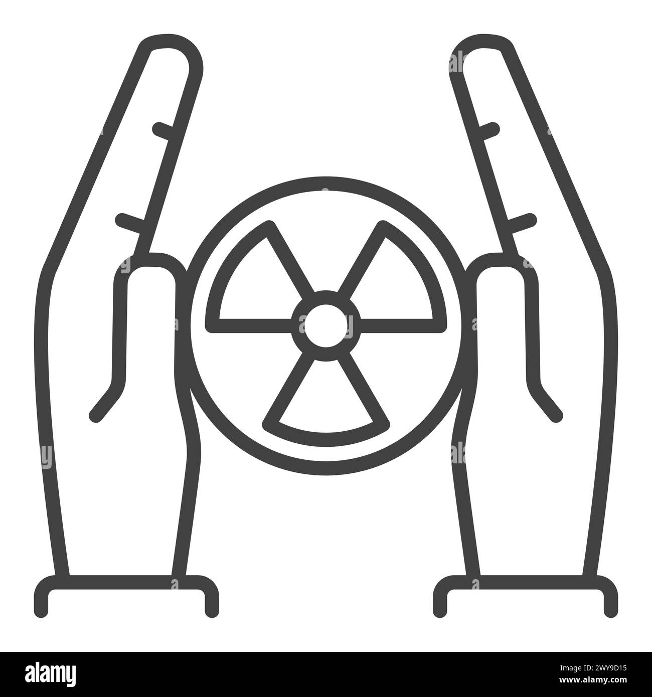 Radiation in Hands vector Radioactive concept icon or symbol in outline ...