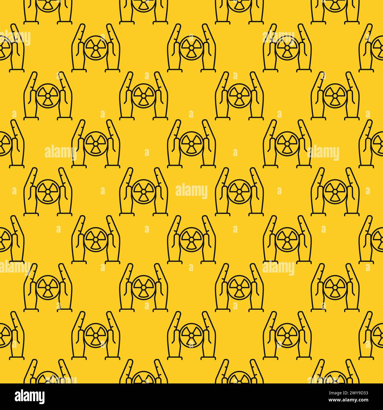 Radiation in Hands vector Radioactive concept yellow seamless pattern ...