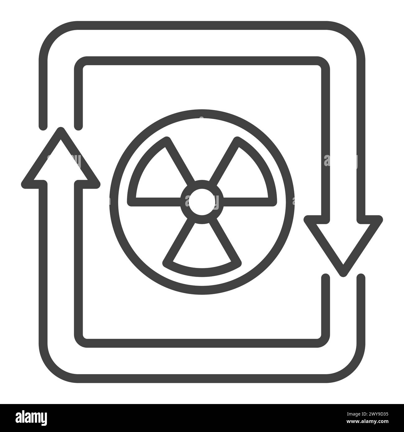 Radiation inside Arrows vector Nuclear Zone concept thin line icon or ...