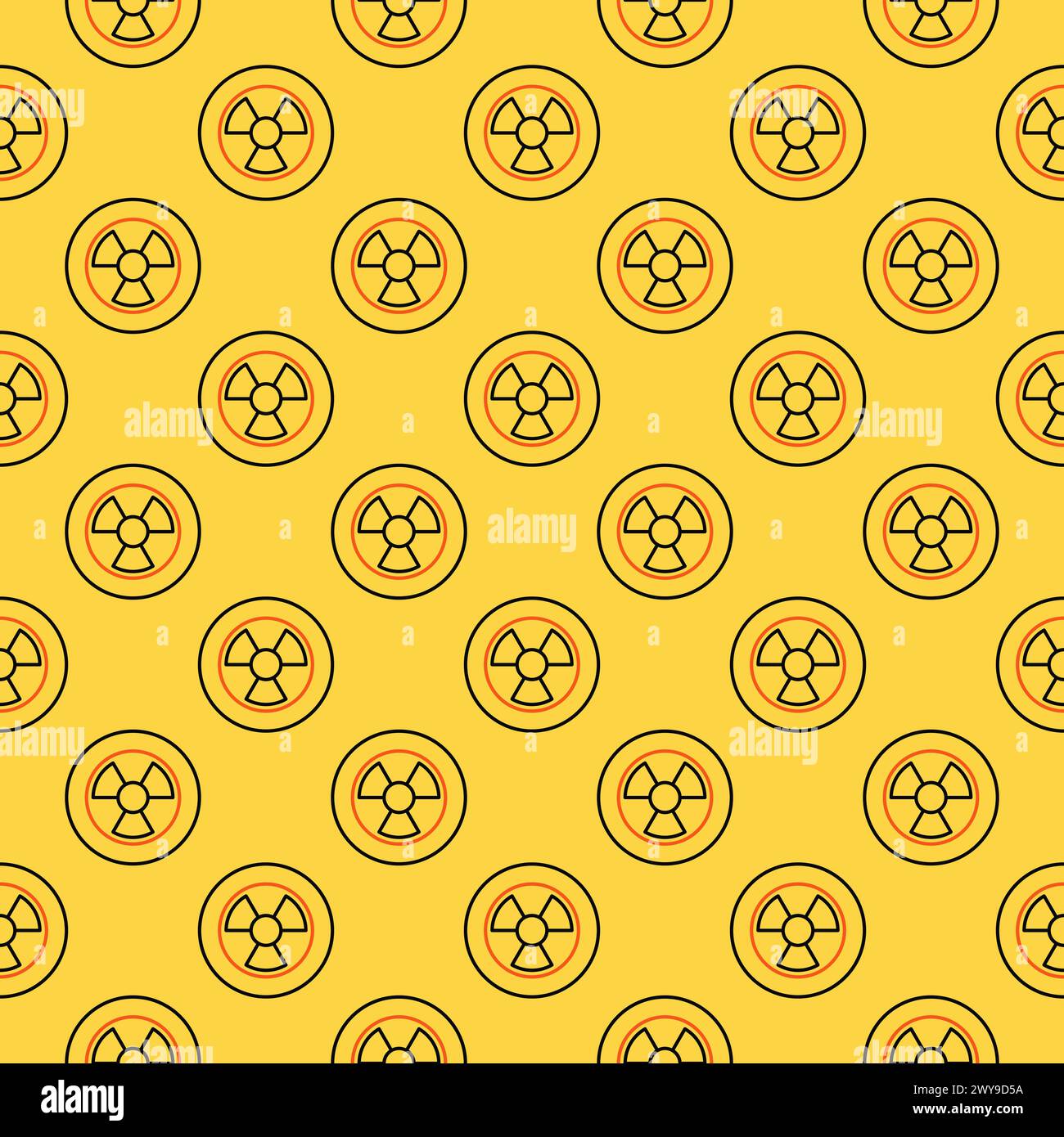 Radiation vector Radioactive Hazard concept yellow seamless pattern in thin line style Stock ...