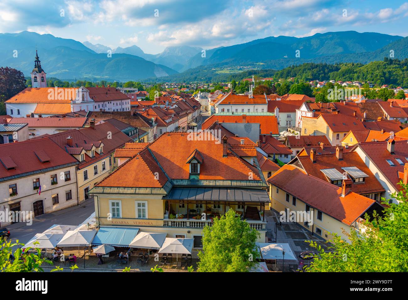 Kamnik, Slovenia, 26 June 2023: Aerial view of Slovenian town Kamnik ...