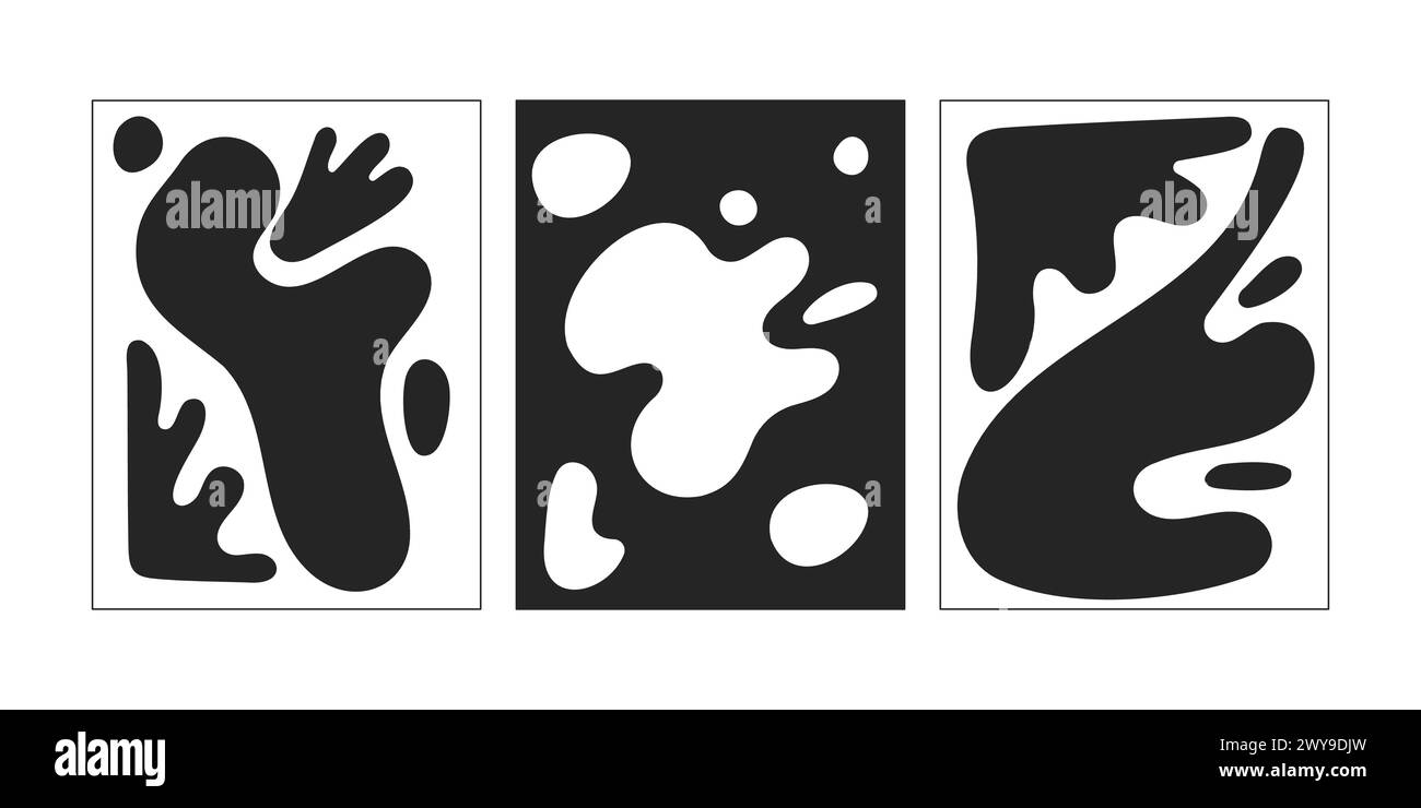 Abstract paintings black and white 2D line cartoon objects set Stock Vector Image & Art - Alamy