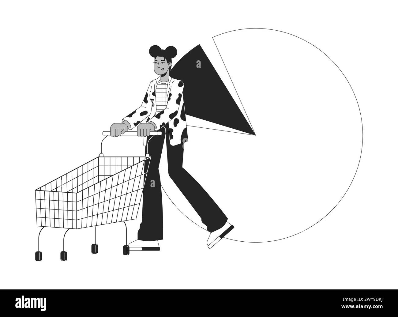 Ecommerce Customer Analytics Black And White 2d Line Cartoon Character Stock Vector Image And Art