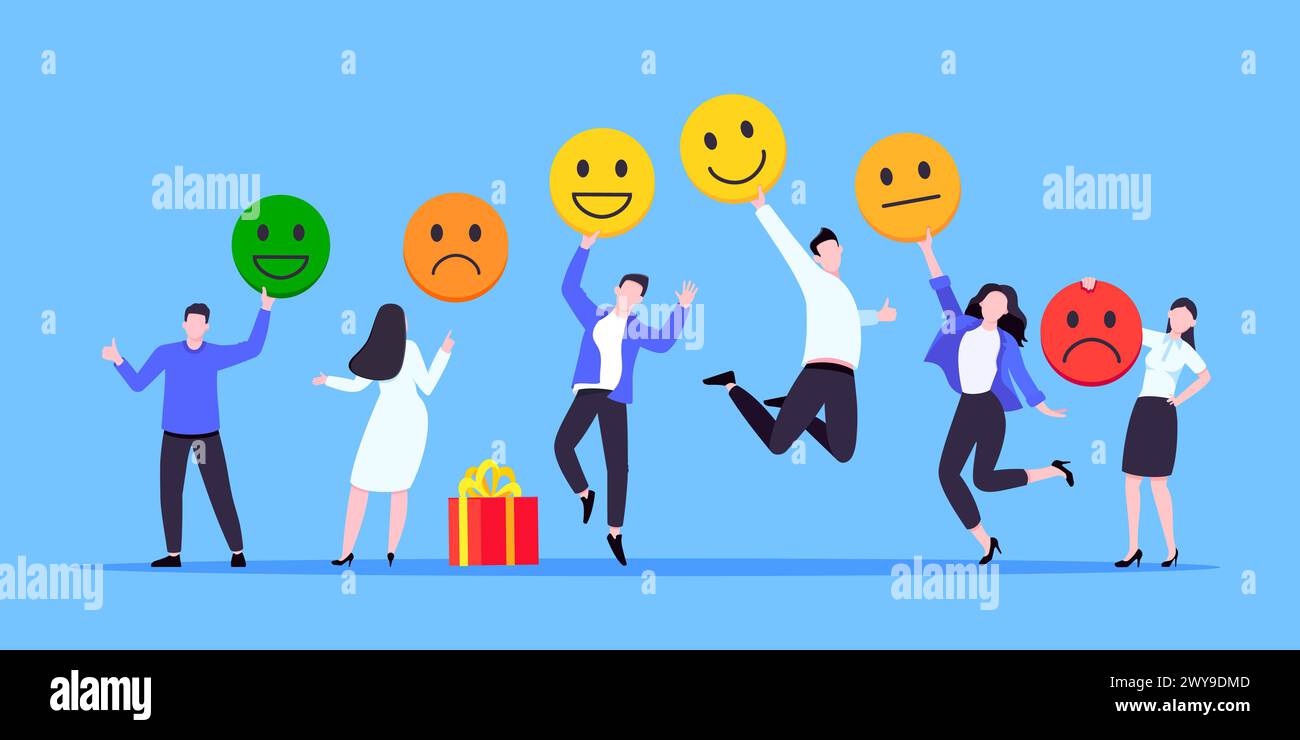 Employee satisfaction attitude survey feedback business concept flat ...