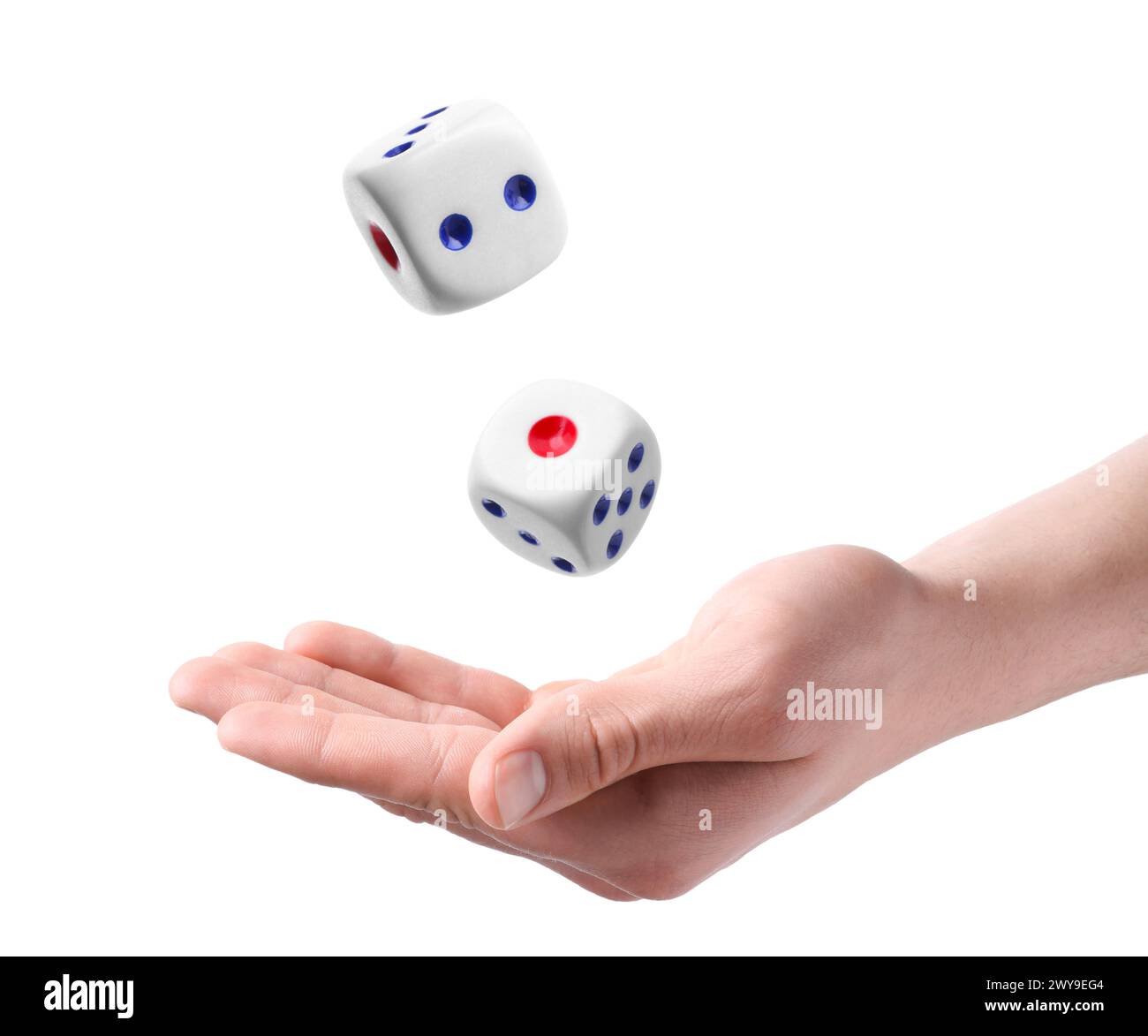 Man throwing dice on white background, closeup Stock Photo - Alamy
