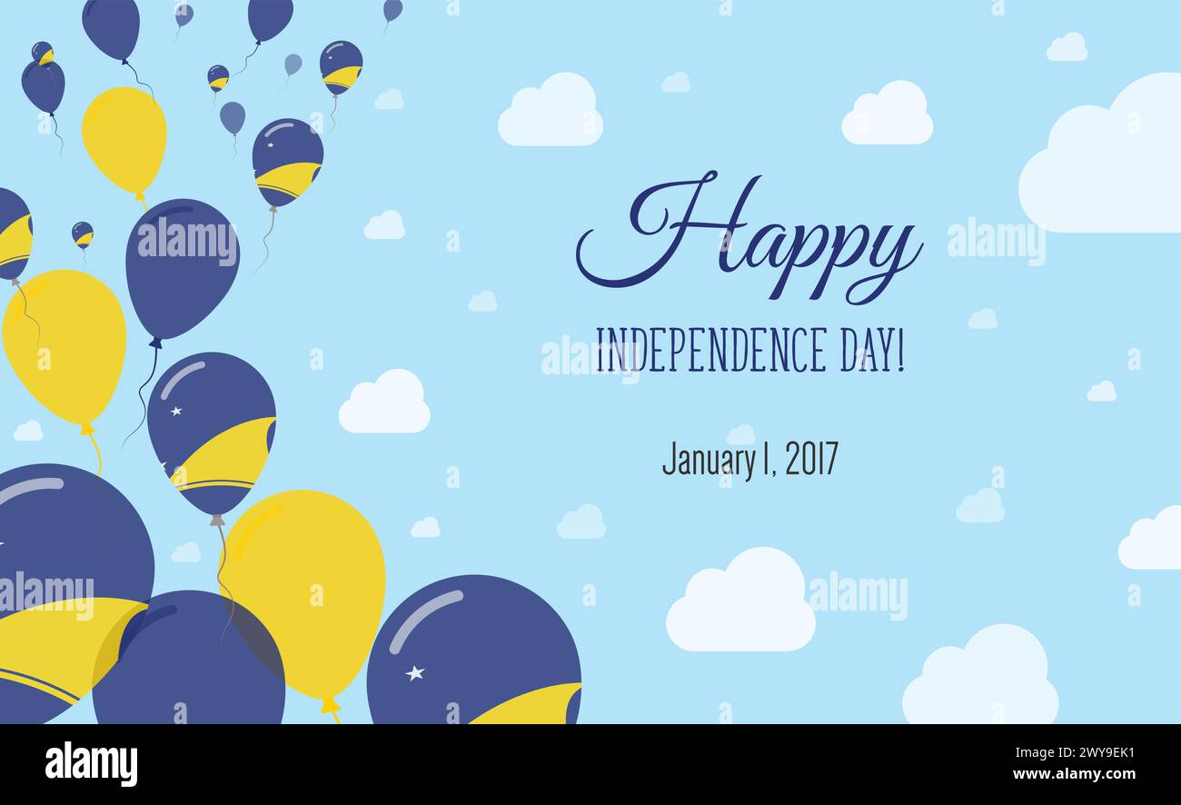 Tokelau Independence Day Sparkling Patriotic Poster. Row of Balloons in ...