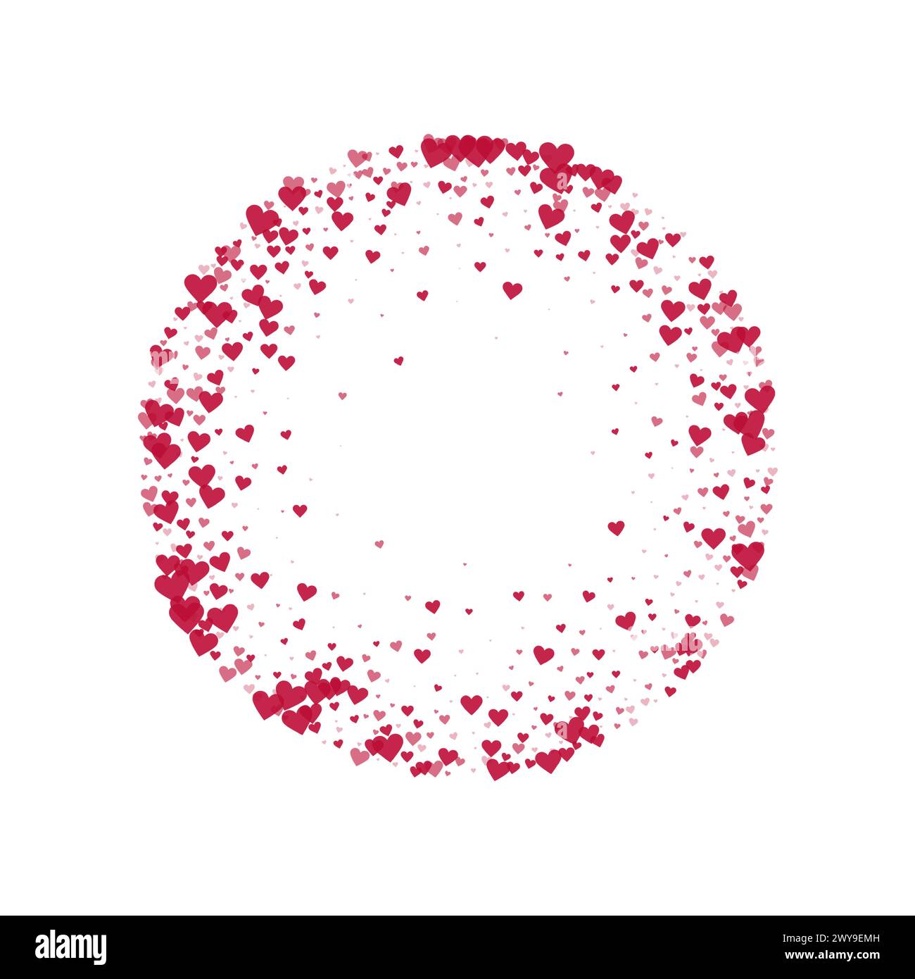 Heart confetti valentine overlay. Red hearts scattered on white ...