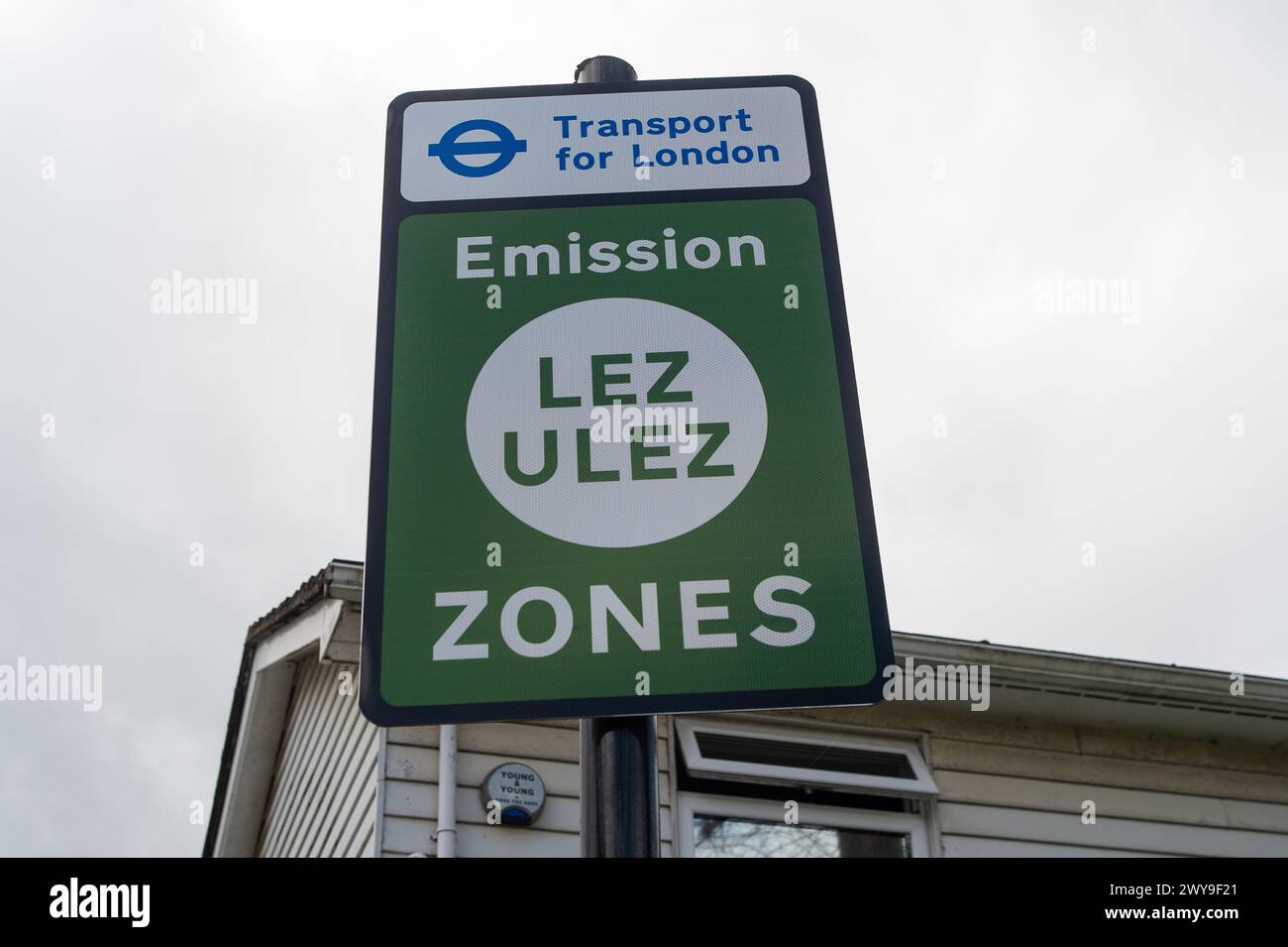 Harefield, UK. 4th April, 2024. A ULEZ sign in Harefield. The majority ...