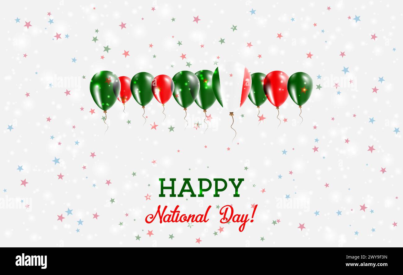 Italy Independence Day Sparkling Patriotic Poster. Row of Balloons in ...