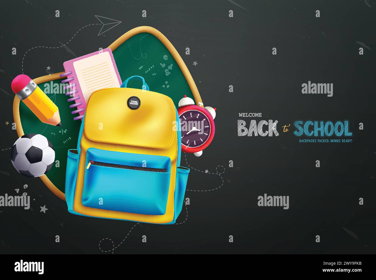 Back to school vector design. Welcome back to school greeting text with ...